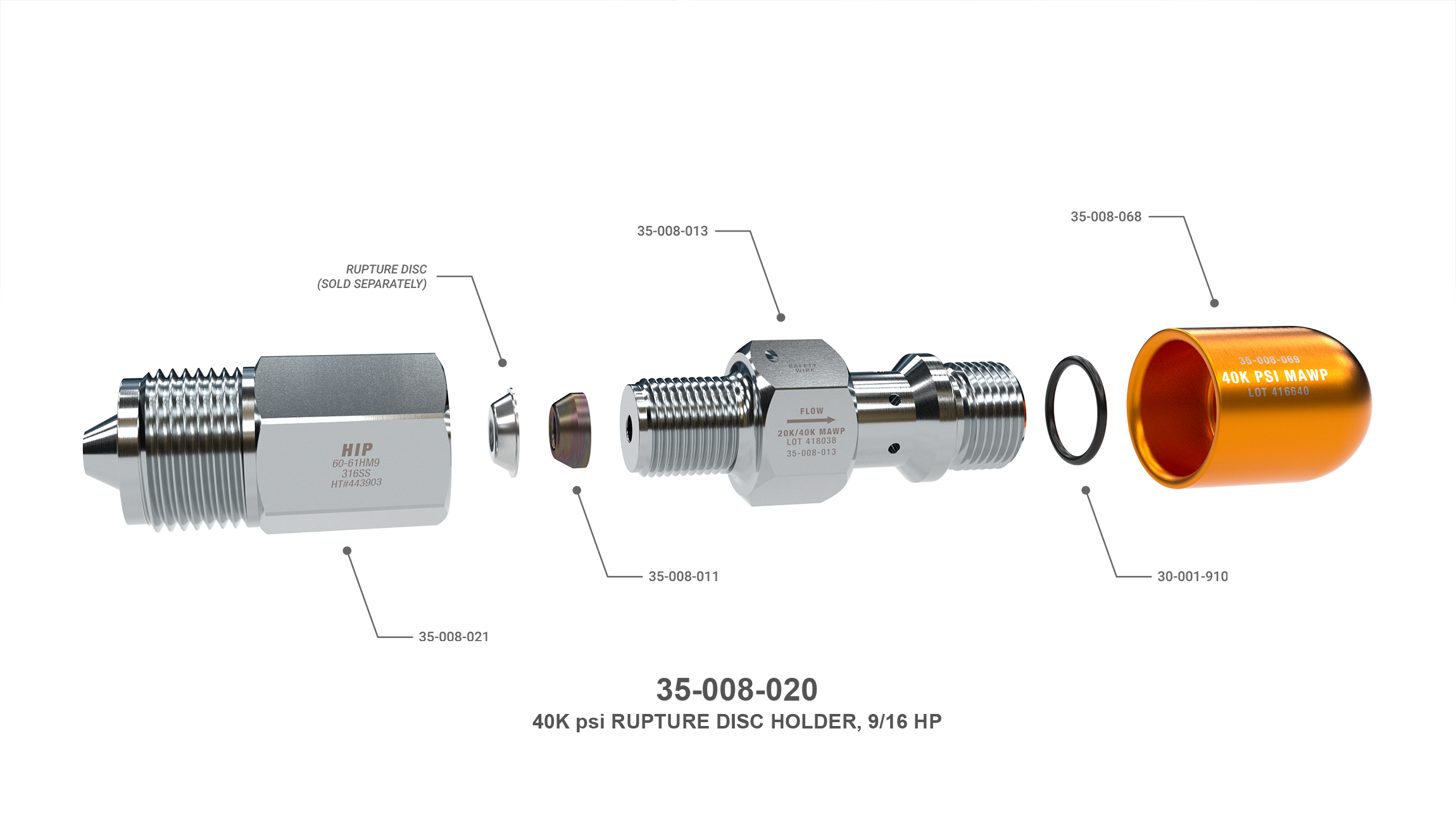 40K psi RUPTURE DISC HOLDER, 9/16 HP – Advanced Pressure Systems